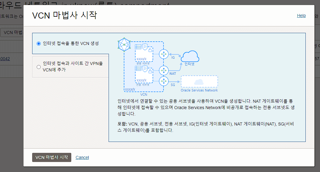 Oracle VCN: 오라클 가상 클라우드 네트워크
